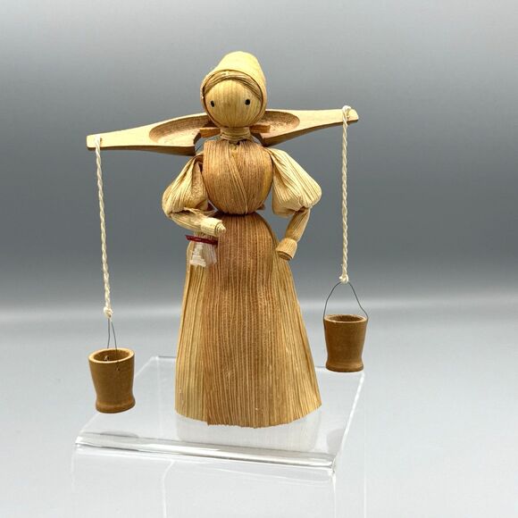 Unbranded | Accents | Handmade Corn Husk Girl Doll Buckets Folk Art ...